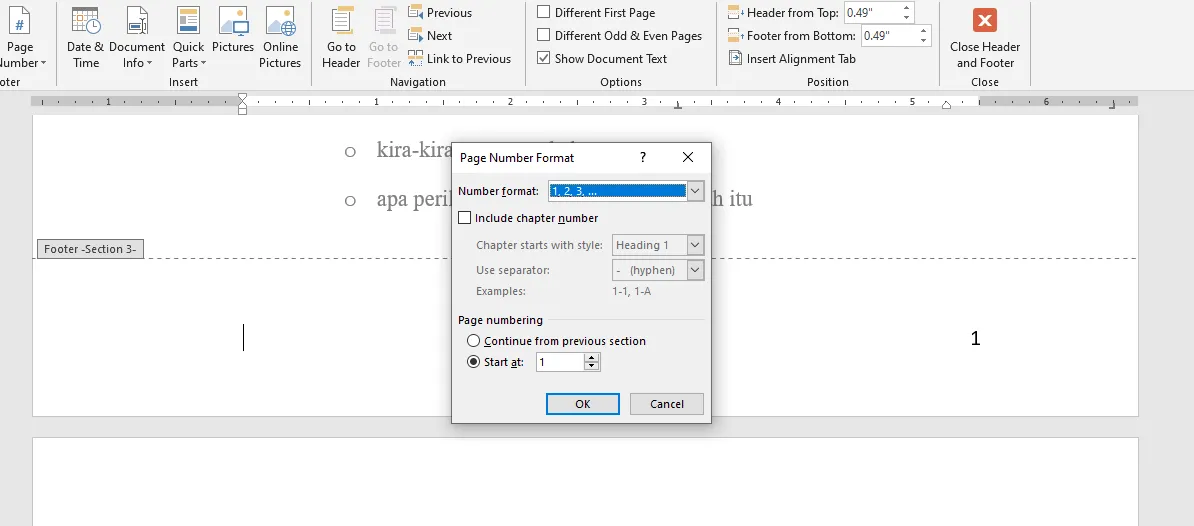 Cara Membuat Halaman Romawi dan Angka dalam Satu Dokumen Word dengan Mudah